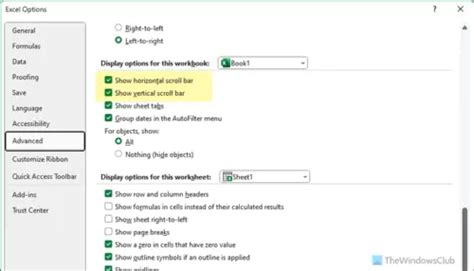 How To Show Or Hide The Scroll Bar In Excel Sheet