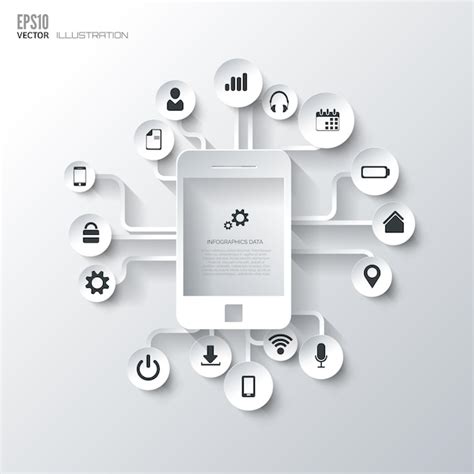 Premium Vector Icon Tree Flat Abstract Background With Web Icons Interface Symbols Cloud