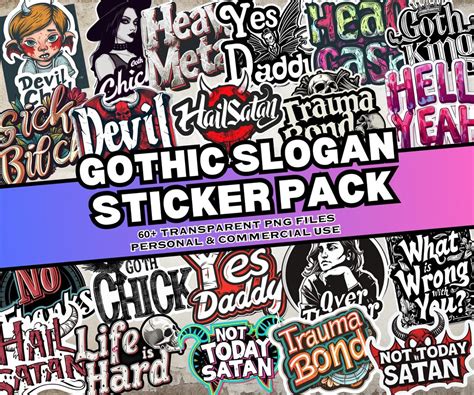 Gothic Sticker Pack 60 Gothic Themed Digital Stickers Png Files