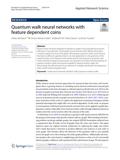 Pdf Quantum Walk Neural Networks With Feature Dependent Coins