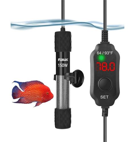 Kulife Fumak 150w 조절 가능한 수족관 히터 슈퍼 쇼트 수중 어항 히터 물고기 히터 Led 디 티몬