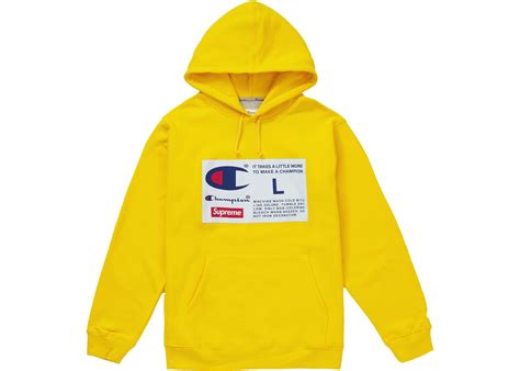 Supreme Champion Label Hoodie Yellow Stockx News