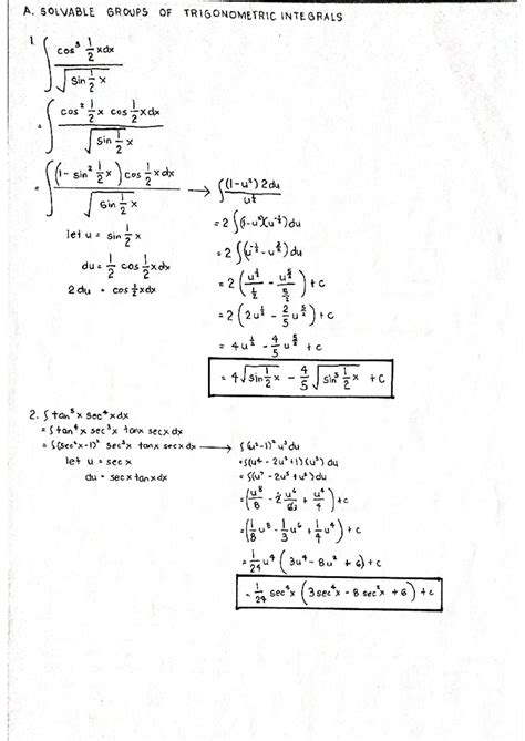 Pset4 Integ Problem Set A Solvable Groups Of Trigonometric