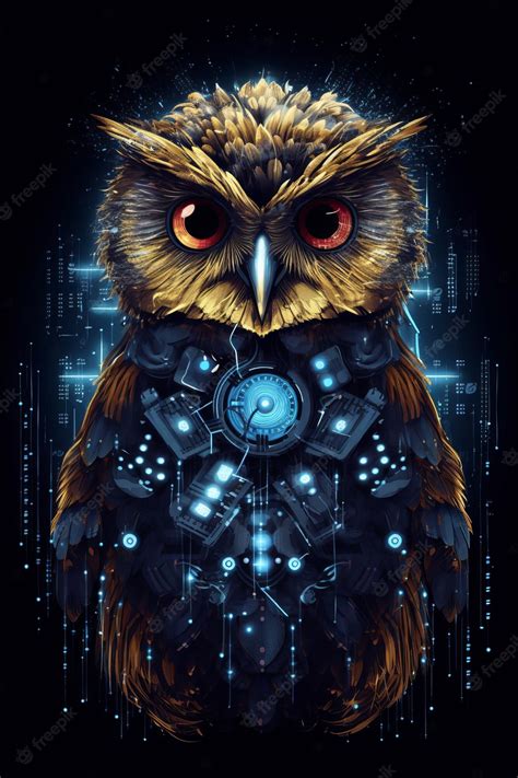 premium ai image smart owl with glasses hacking and coding with matrix