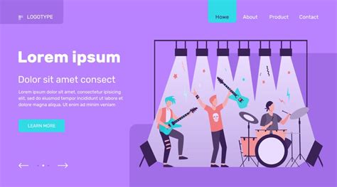 Rock Band Performance Flat Royalty Free Vector Image