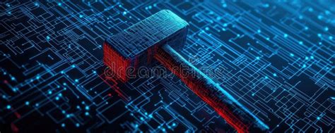 Digital Hammer Cybersecurity Technology Network Code Data Breach Innovation Future Grid Circuit