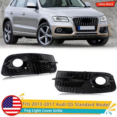 Pair For 2013 2014 2017 Audi Q5 8r Fog Light Cover Grilles Rsq5 Look Shiny Black Ebay
