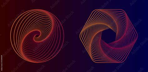 Set Of Abstract Gradient Spirals Vector Illustration Of Sacred Geometry Twisted Colored Spirals