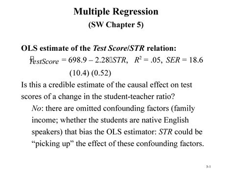 Ch Slides Multiple Regression Econometrie Multiple Regression SW Chapter OLS Estimate