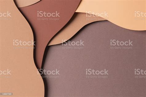 추상 컬러 종이 질감 배경입니다 베이지 색과 갈색 음영의 기하학적 모양과 선의 레이어가있는 최소한의 종이 자르기 스타일 구성