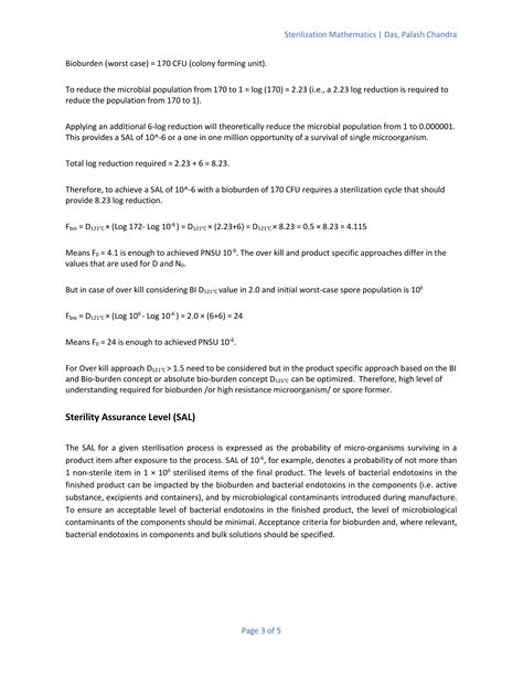 Sterilization Mathematics F0 Fphy Fbio Sterility Assurance Sal