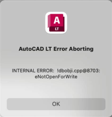 INTERNAL ERROR Dbobji Cpp XXXX ENotOpenForWrite Displays When