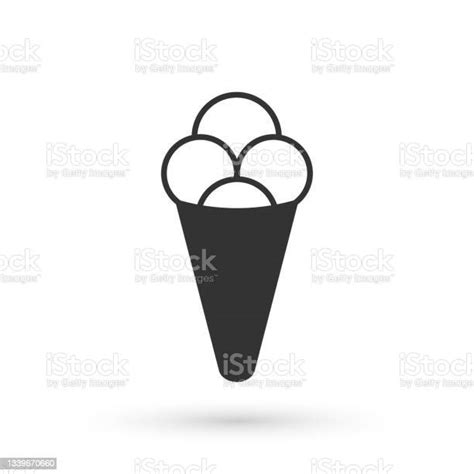 흰색 배경에 고립 된 와플 콘 아이콘의 회색 아이스크림 달콤한 기호 벡터 과일에 대한 스톡 벡터 아트 및 기타 이미지 과일