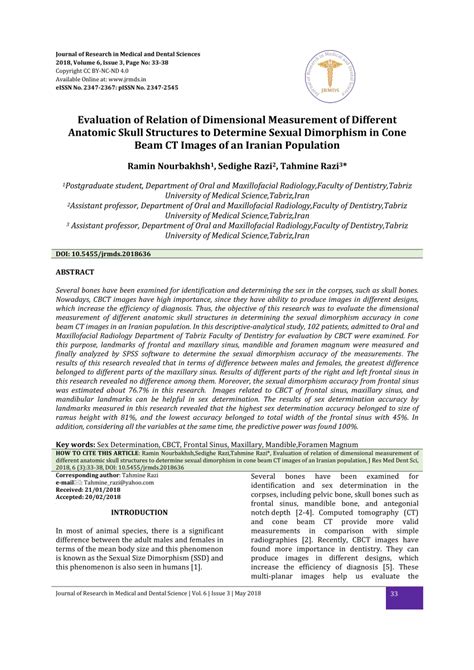 Pdf Evaluation Of Relation Of Dimensional Measurement Of Different Anatomic Skull Structures