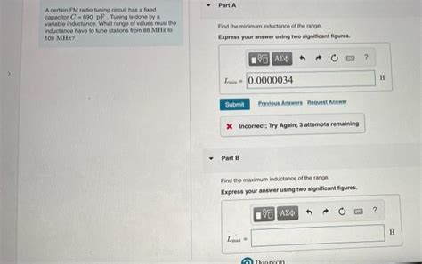 Solved Part A A Certain Fm Radio Tuning Circuit Has A Fixed
