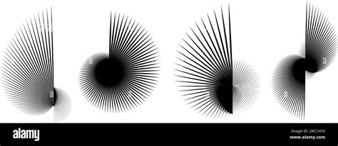 Abstract Spiky Elements Set Radial Spiral Spokes Objects Collection Thin Thorn Semicircle