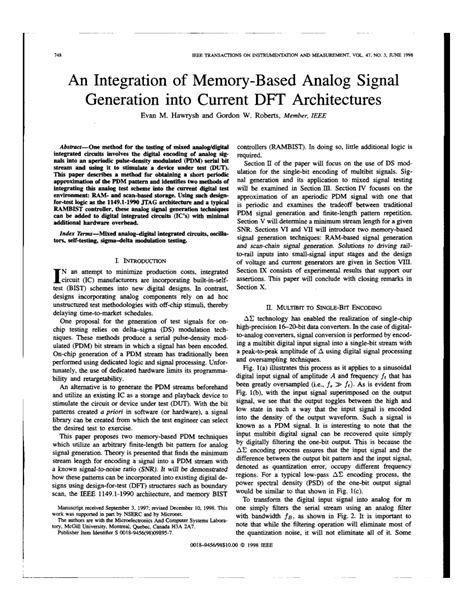 pdf an integration of memory based analog signal generation into