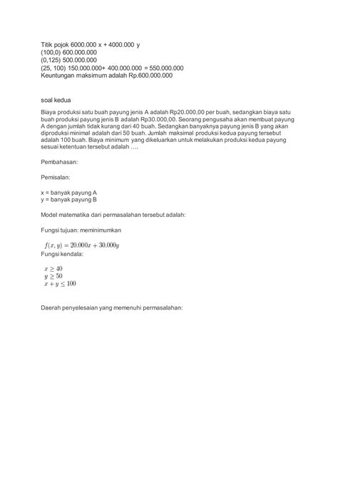 Soal Program Linier PDF