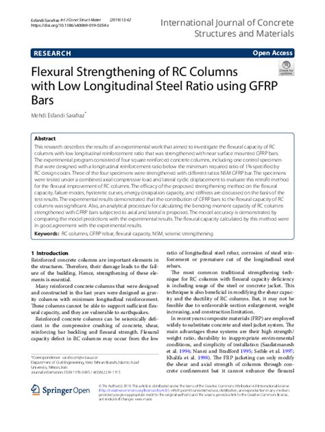 Pdf Flexural Strengthening Of Rc Columns With Low Longitudinal Steel Ratio Using Gfrp Bars