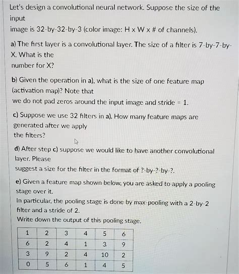 Solved Lets Design A Convolutional Neural Network Suppose The Size Of The Input Image Is 32
