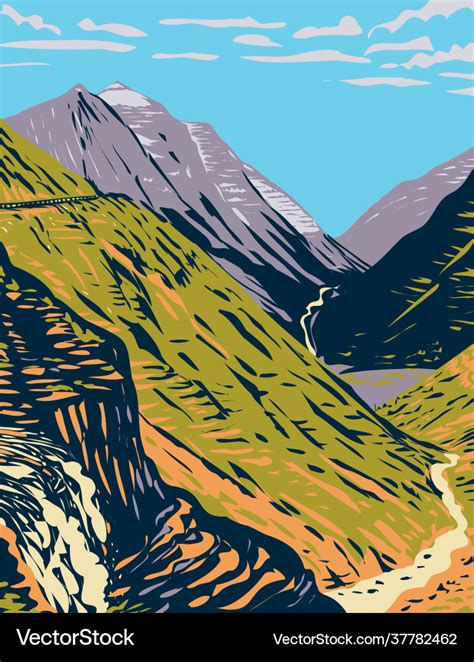 Logan Pass Scenic View Royalty Free Vector Image