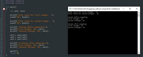 Cc Swap 2 Variable Without Using Third Variable