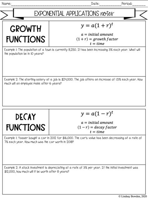 Exponential Function Word Problems Worksheet Word