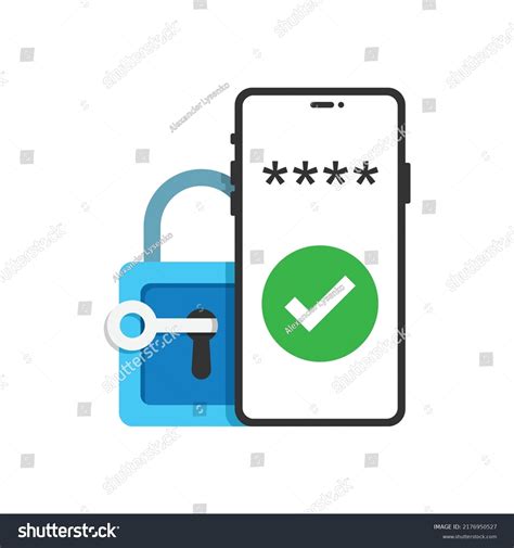 Password Protection Icon Flat Style Authentication Stock Vector