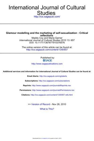 Glamour Modelling And The Marketing Of Self Sexualization