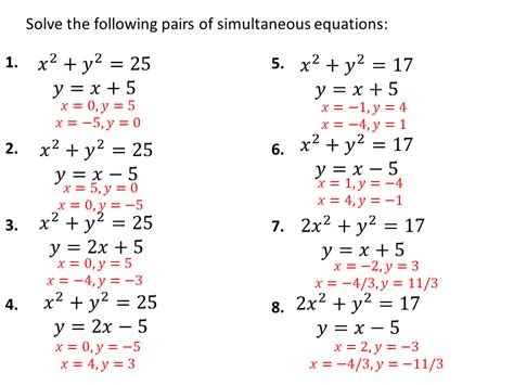 Quadratic Simultaneous Equations Gcse Worksheet Tessshebaylo