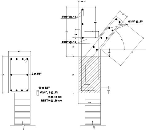 Detail Reinforcement Section Of Structural Member In Autocad 2d Dwg File Dwg File