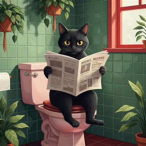 Pintar Por Números Gato En El Baño Leyendo El Periódico Envío Gratuito