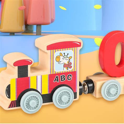 27 Pcs Wooden Alphabet Train Toy Wooden Magnetic Alphabet Abc Train Set