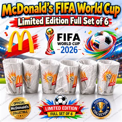 Mcdonalds Full Set Of 6 Cups New Fifa World Cup 2026 Sealed Ronaldinho