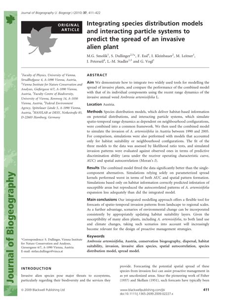 Pdf Integrating Species Distribution Models And Interacting Particle