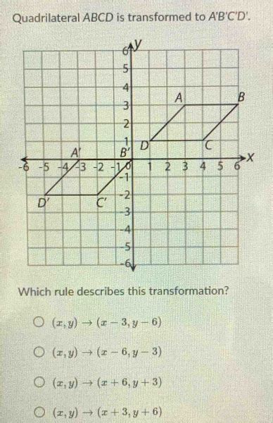 Quadrilateral Abcd Is Transformed To Abcd Which Rule Describes This Transformation