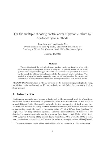 Pdf On The Multiple Shooting Continuation Of Periodic Orbits By