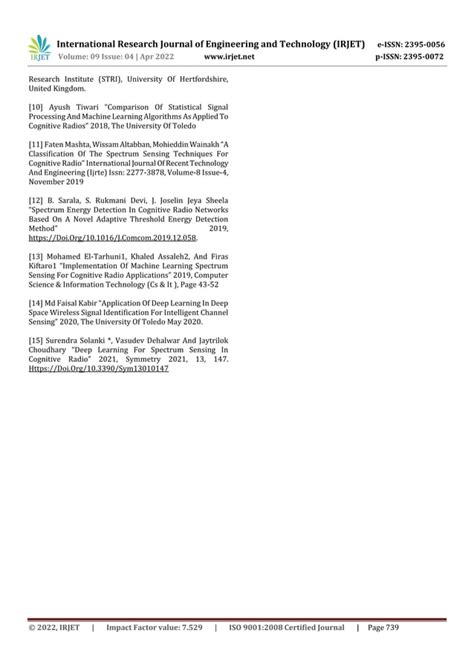 Signal Classification And Identification For Cognitive Radio A Review