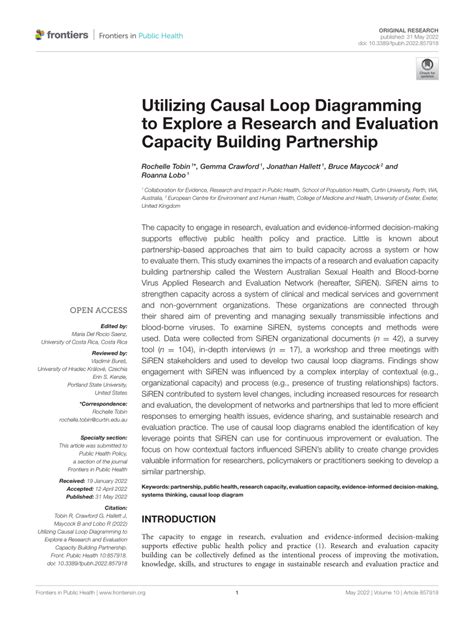 pdf utilizing causal loop diagramming to explore a research and
