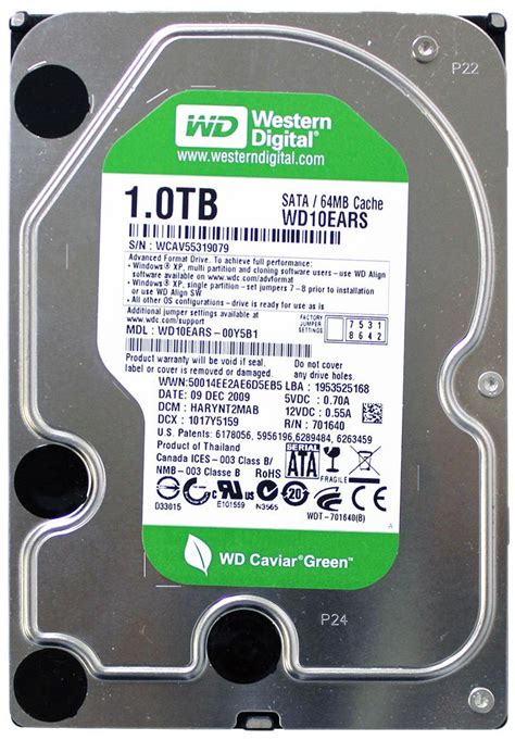 WD10EARS Western Digital Caviar 1TB SATA 3.0 Gbps Hard Drive