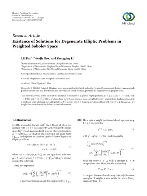 Pdf Existence Of Solutions For Degenerate Elliptic Problems In