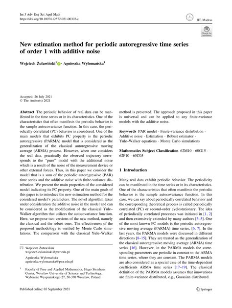 Pdf New Estimation Method For Periodic Autoregressive Time Series Of