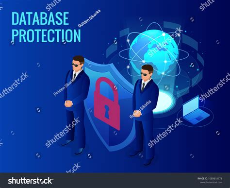 Isometric Database Protection Concept Server Room Stock Vector Royalty