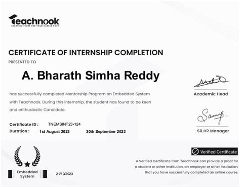 Abharath Simha Reddy On Linkedin Internship Embeddedsystems
