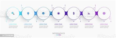 벡터 인포 그래픽 레이블 디자인 템플릿과 아이콘과 7 옵션 또는 단계 프로세스 다이어그램 프리젠 테이션 워크 플로우 레이아웃