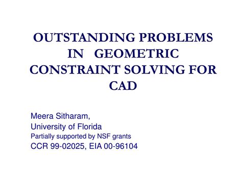 Ppt Outstanding Problems In Geometric Constraint Solving For Cad