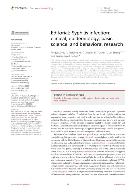 Pdf Editorial Syphilis Infection Clinical Epidemiology Basic