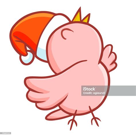 크리스마스를 위해 산타의 모자를 쓰고 노래하는 분홍색 새 가공의 인물에 대한 스톡 벡터 아트 및 기타 이미지 가공의 인물 개념 개성 개념 Istock