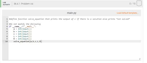 solved write a function named solve equation that accepts
