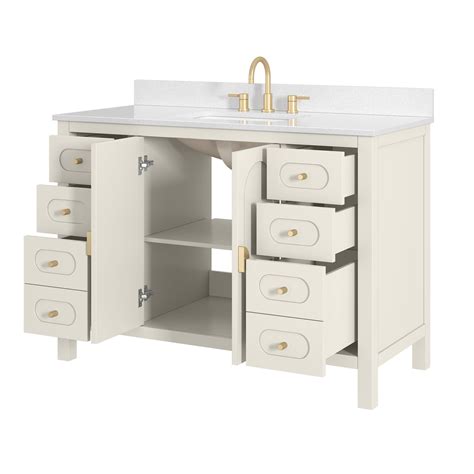 Haven 49 In Ivory Vanity With Snow White Engineered Top Floor And Decor